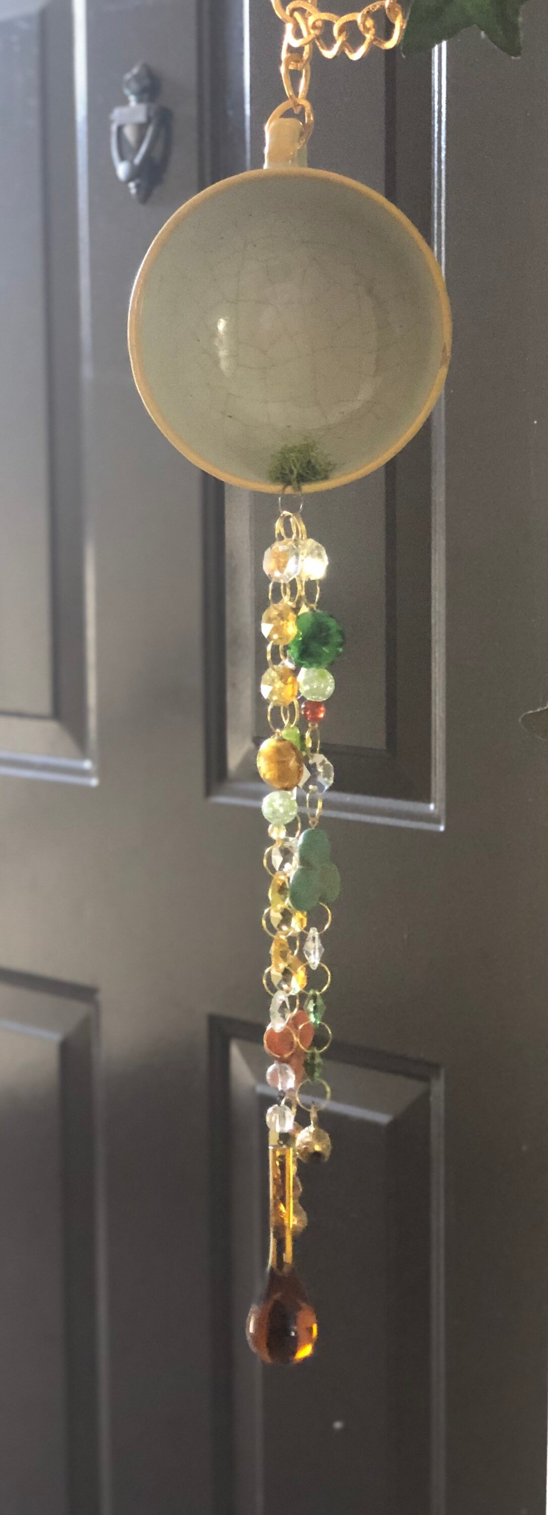 Mexican Pottery Mug Crystal Wind Chime, Crystal Sun Catcher, Memorial ...