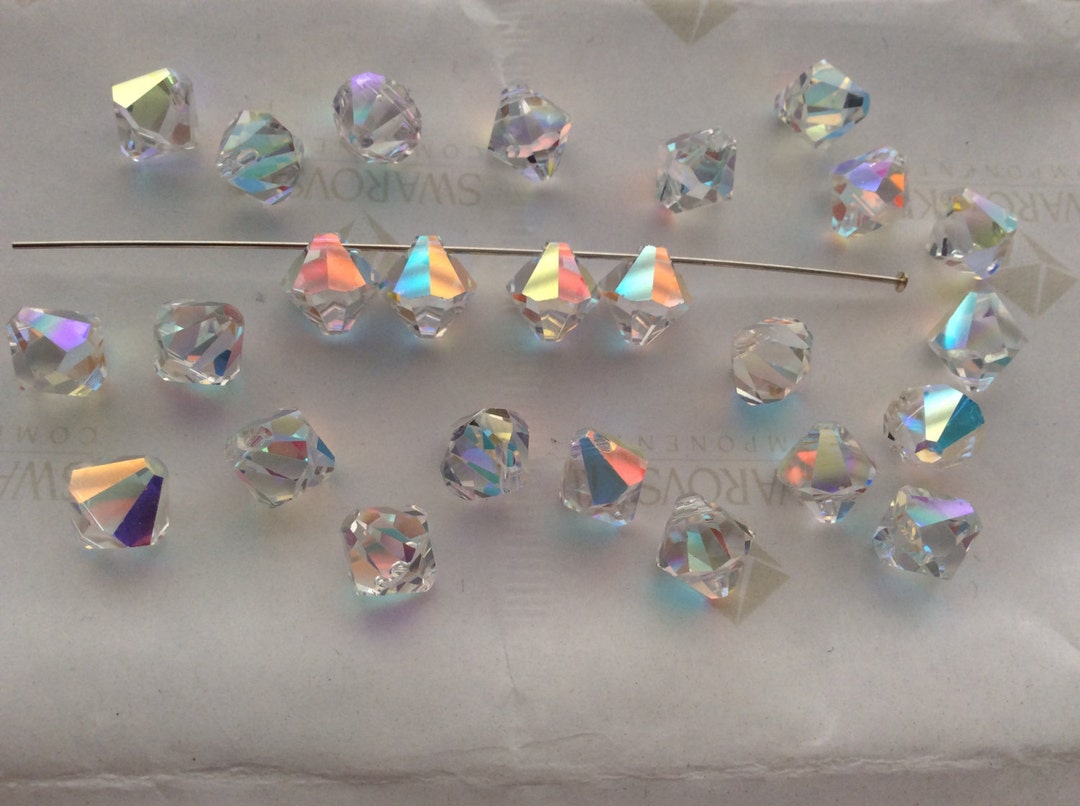 12 Pieces Swarovski #6301 8mm Crystal Clear AB Top Drilled Faceted ...