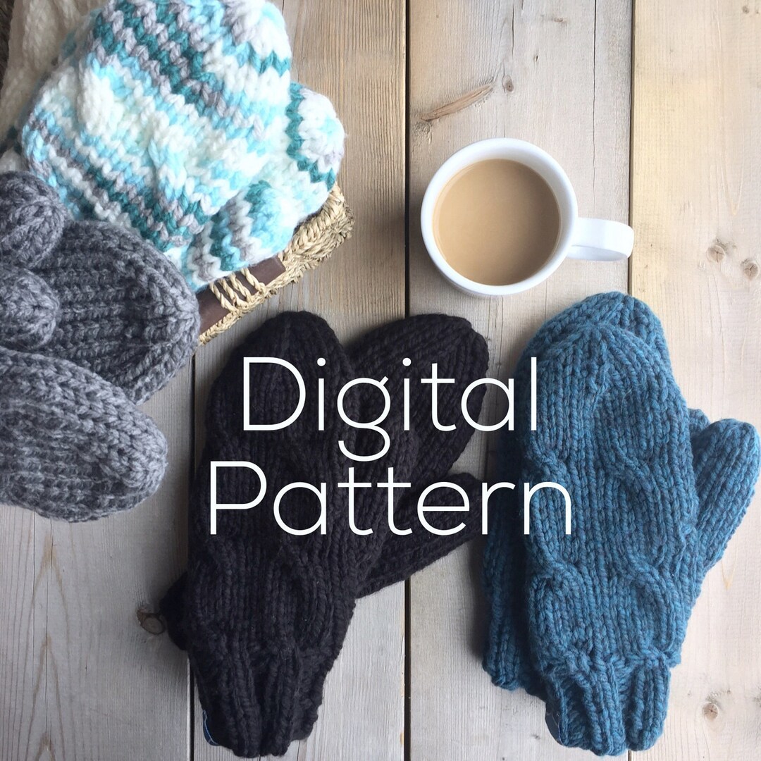 Knitted Chunky Cable Mitten Pattern - Etsy