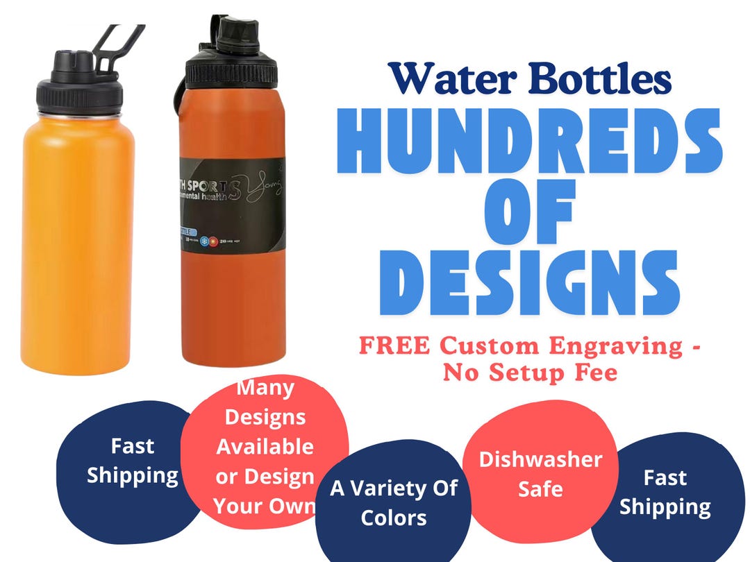 Matte Finish Color Water Bottles - Custom Laser Engraved - Etsy