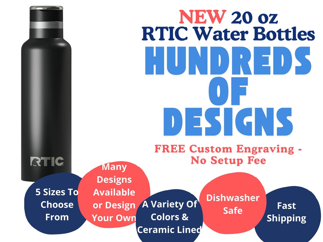 NEW RTIC Ceramic Lined 20oz Water Bottle - Custom Laser Engraved - Etsy