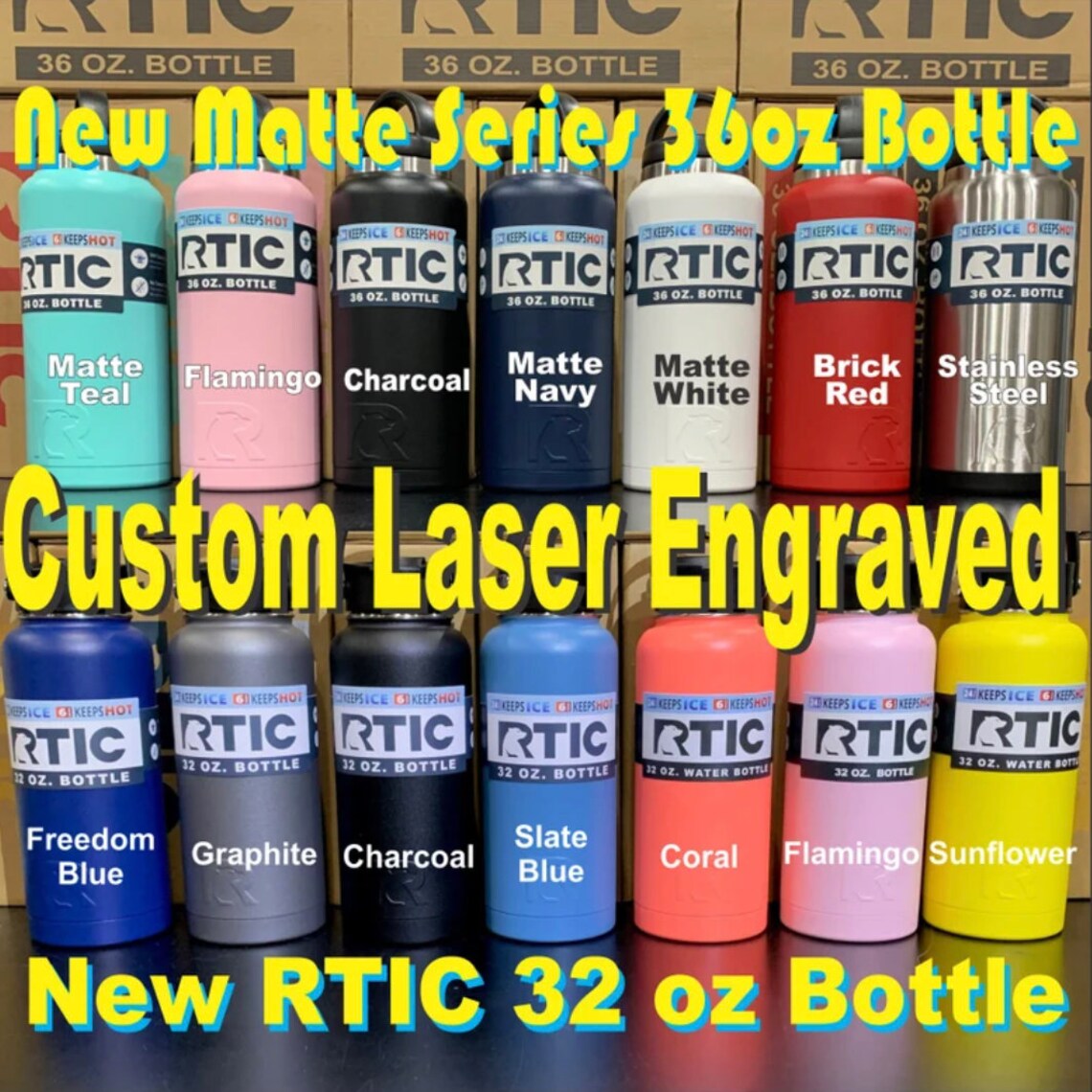 RTIC 32 Oz Water Bottle Custom Laser Engraved | Etsy