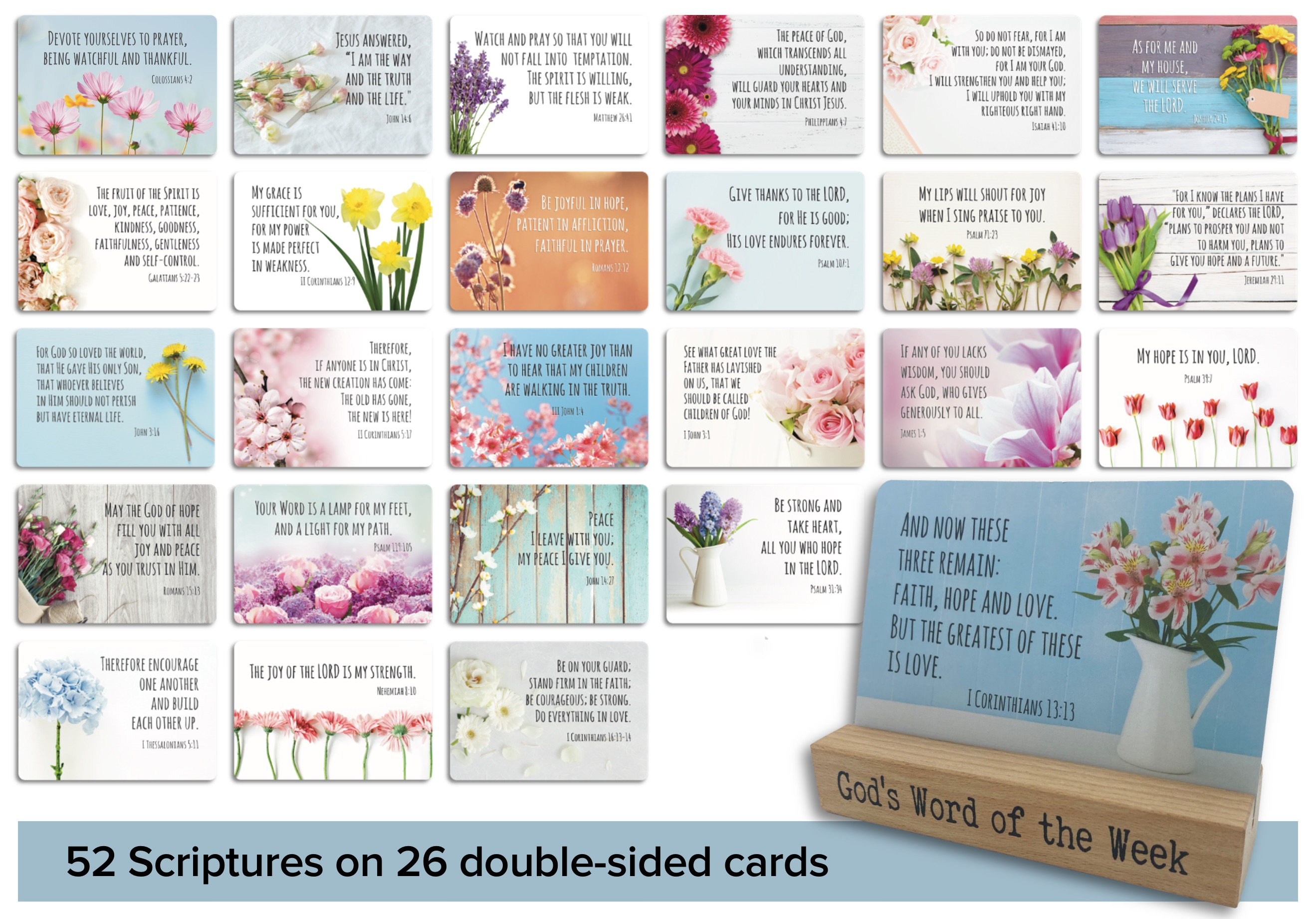 Bible Verse Cards & Holder 52 Scriptures on 26 double-sided | Etsy