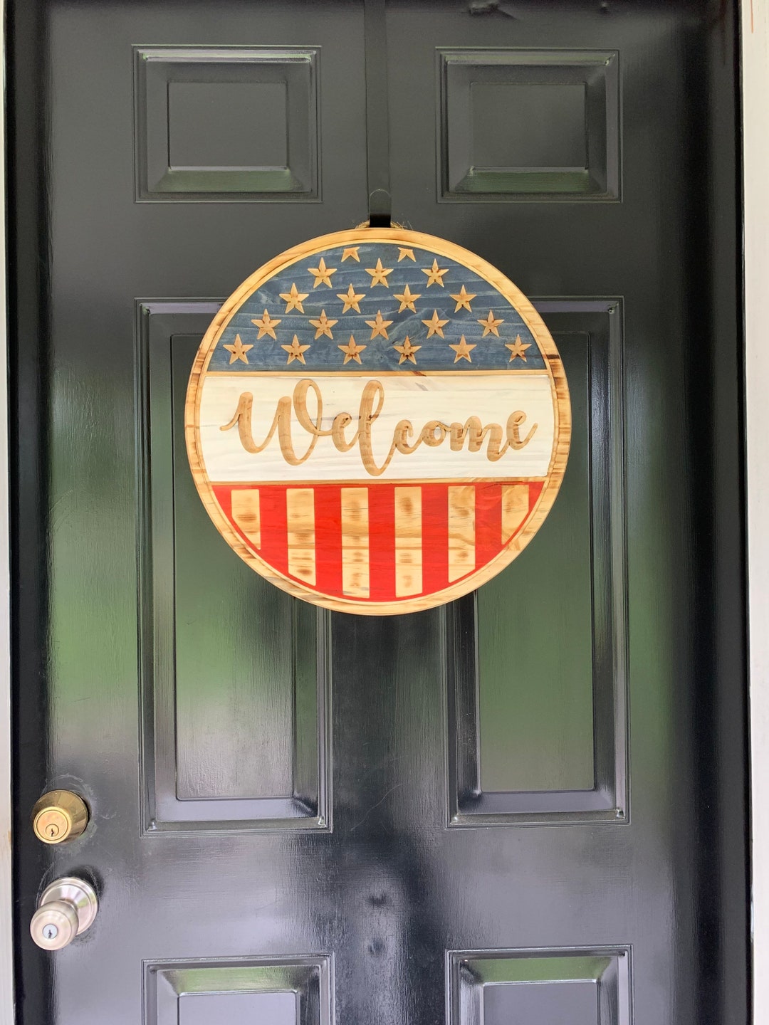 Carved Flag Round / Door Round / Patriotic Round / Door Hanger / Door ...