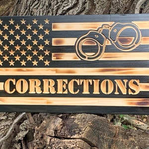 Wood Flag Personalized Rustic Wood Flag Corrections Flag