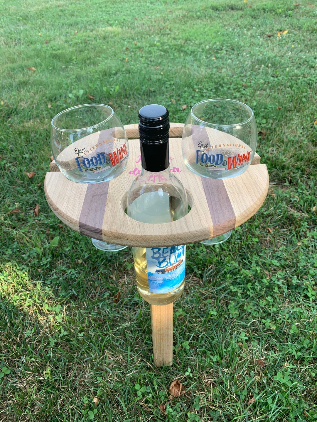 Folding Wine Table: Solid Wood, Outdoor Snack Table - Etsy