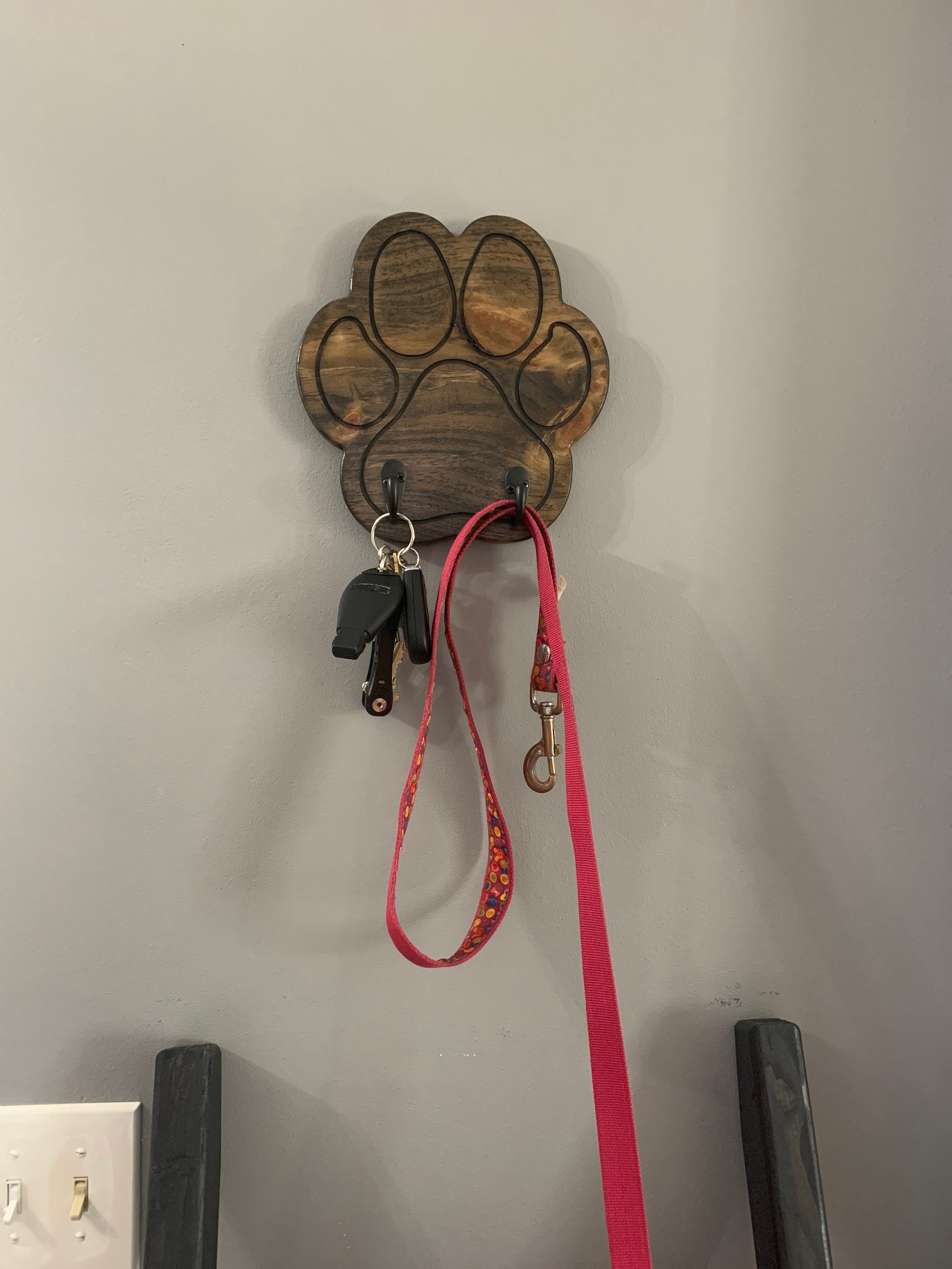 Leash Holder Paw Print Hanging Leash Hook Pet Organizer Key - Etsy
