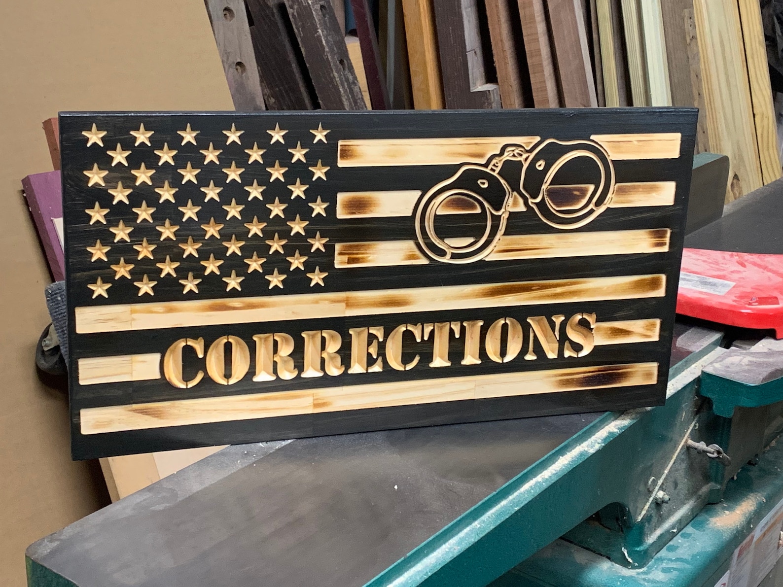 Wood Flag Personalized Rustic Wood Flag Corrections Flag Etsy