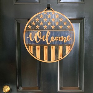 Door Round Blue Line Door Round Welcome Carved Flag Round Door Round ...