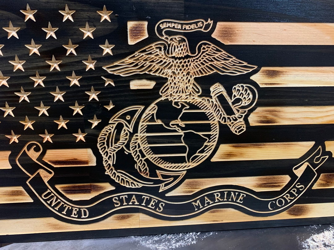 Personalized USMC Wood Flag, Engraved Marine Corps EGA - Etsy
