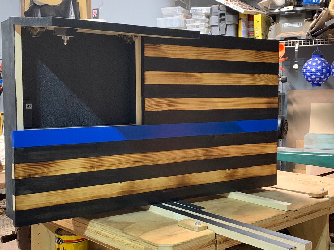 Locking Concealment Wood American Flag, Hidden Storage Cabinet - Etsy