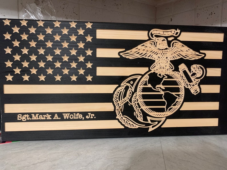 Rustic American Marine EGA Wooden Flag Custom Made From - Etsy