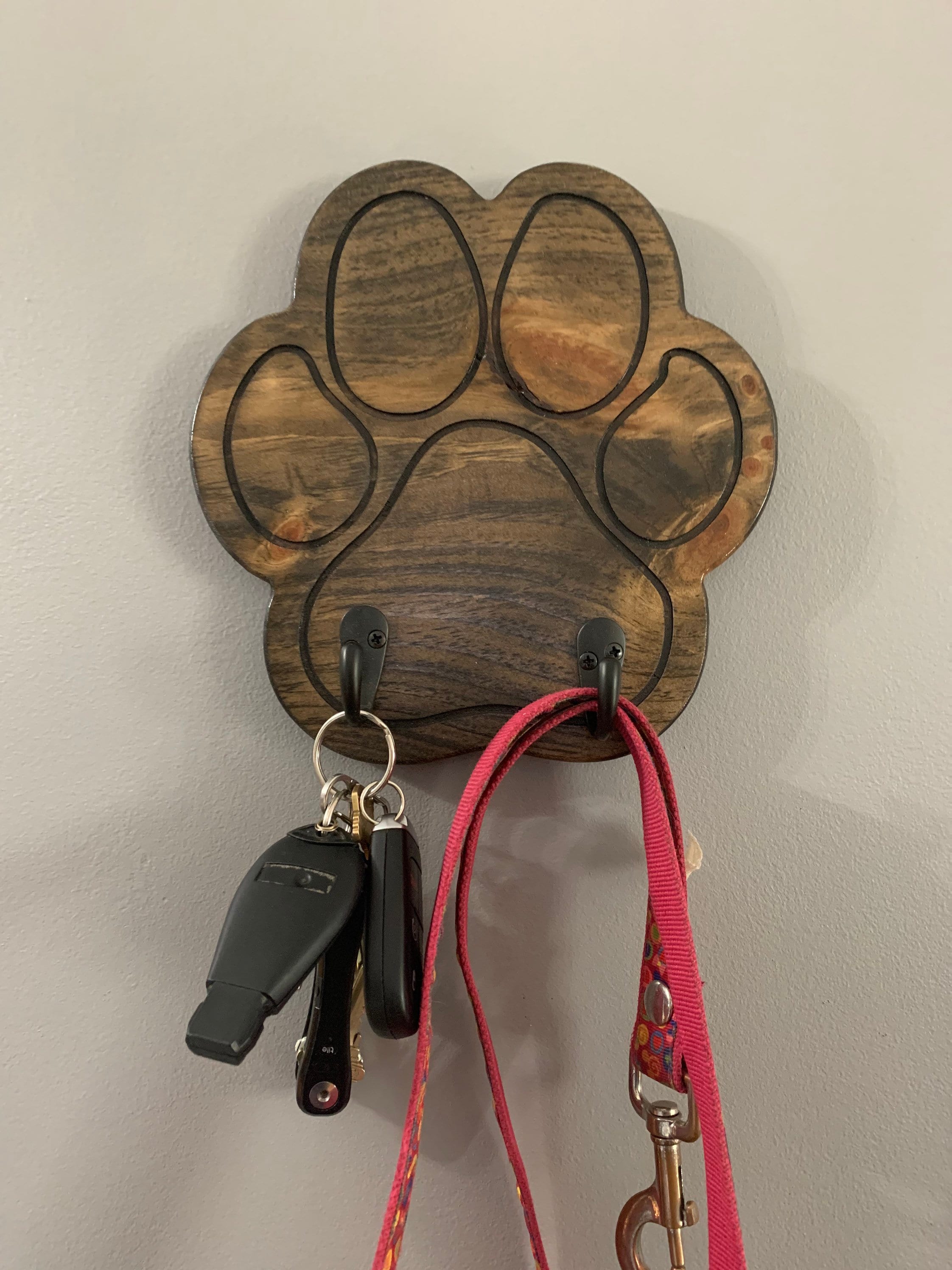 Leash Holder Paw Print Hanging Leash Hook Pet Organizer Key - Etsy