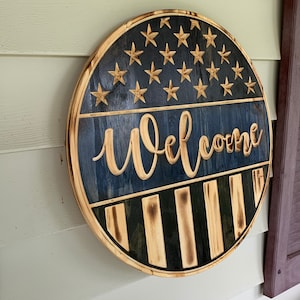 Door Round Blue Line Door Round Welcome Carved Flag Round Door Round ...