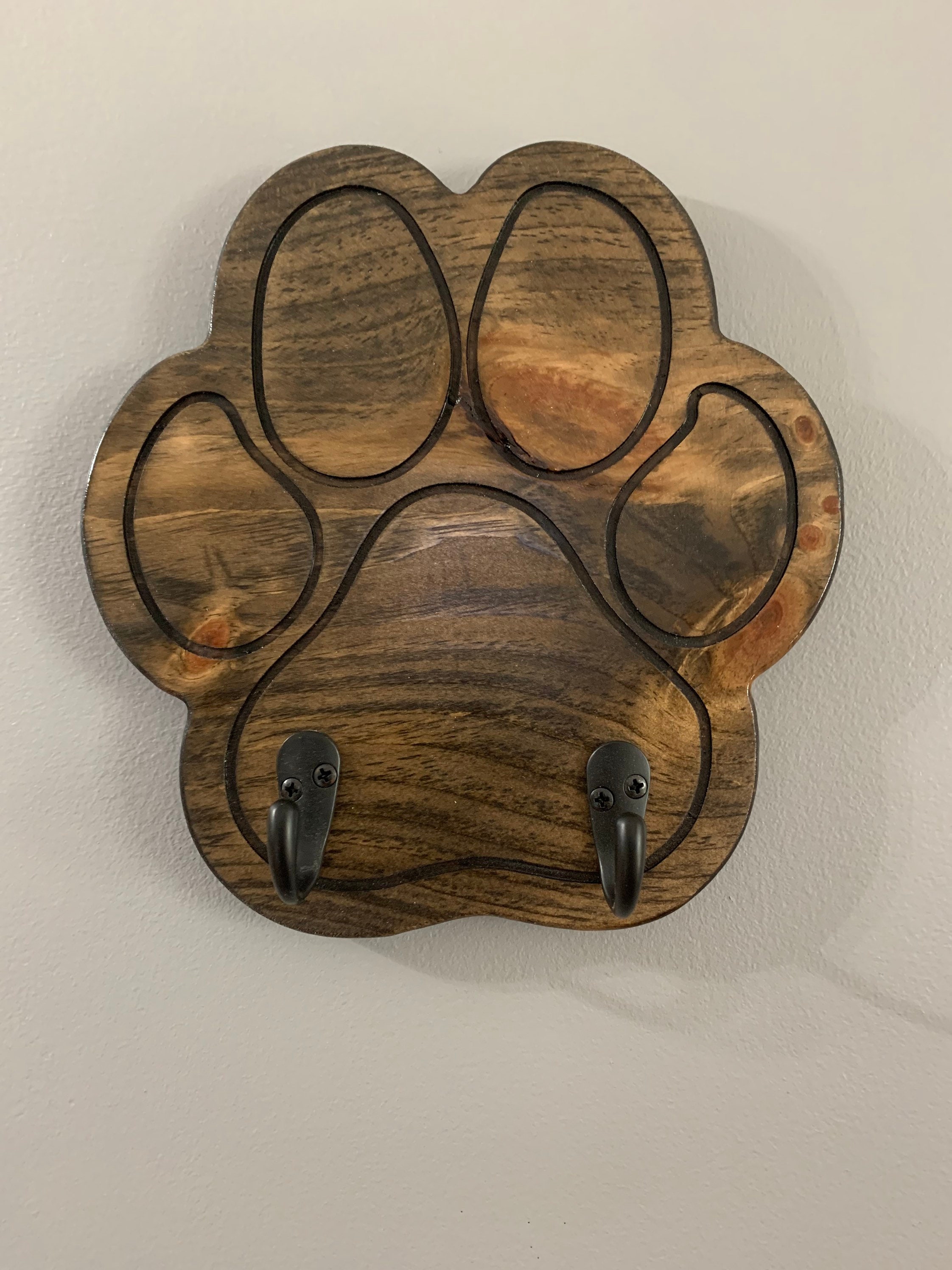 Leash Holder Paw Print Hanging Leash Hook Pet Organizer Key - Etsy