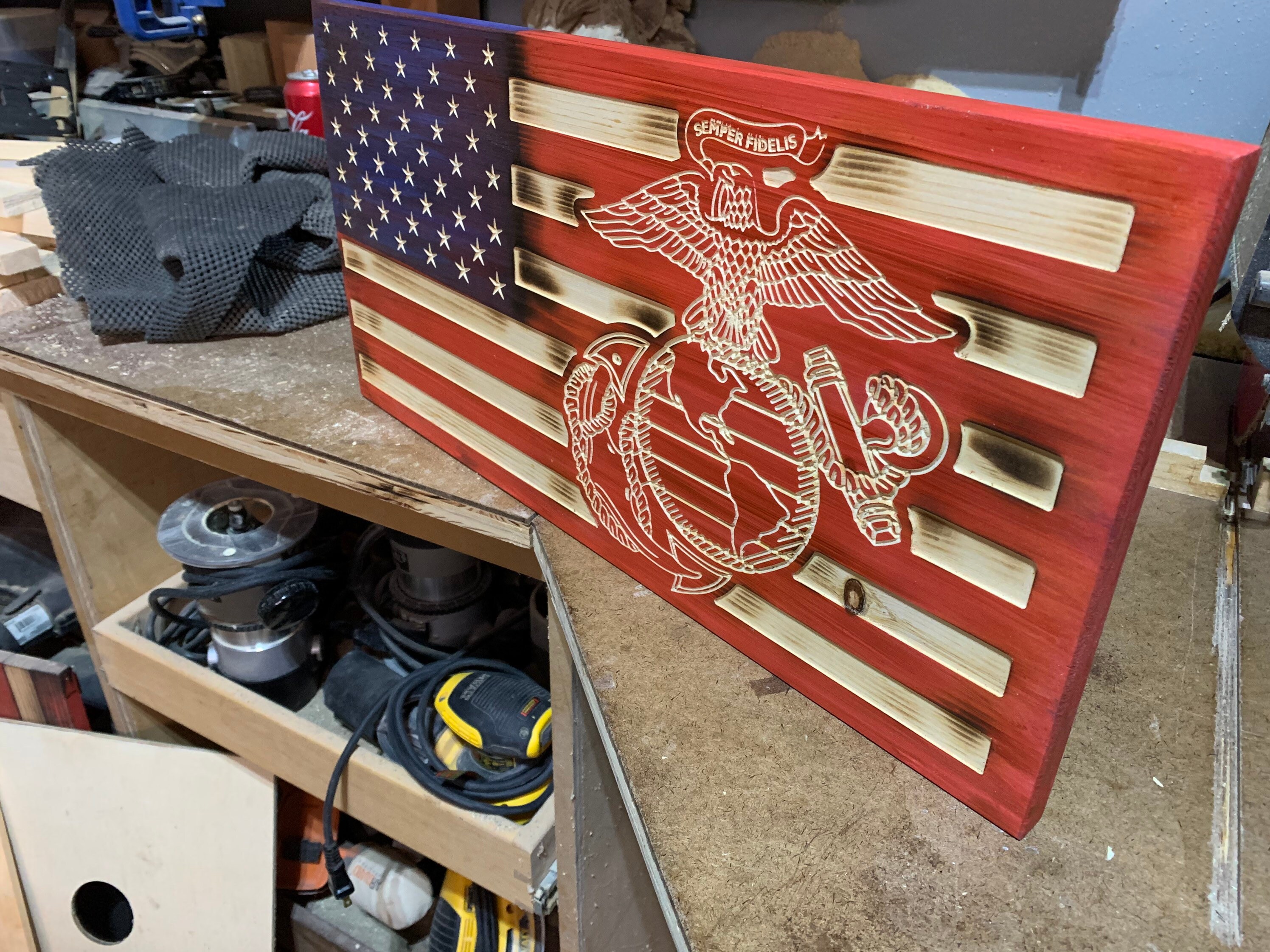 Torched Wood USMC American Flag - Personalized, Engraved - Etsy