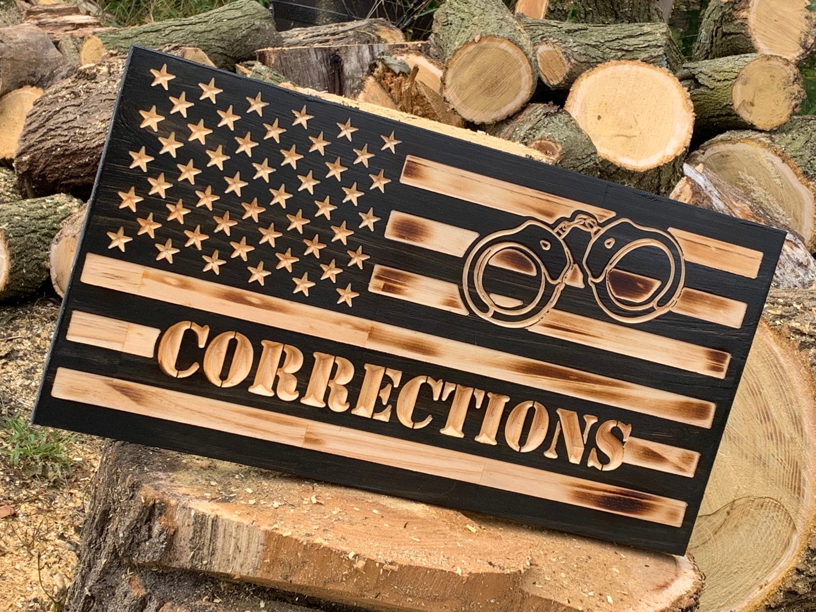 Wood Flag Personalized Rustic Wood Flag Corrections Flag Etsy