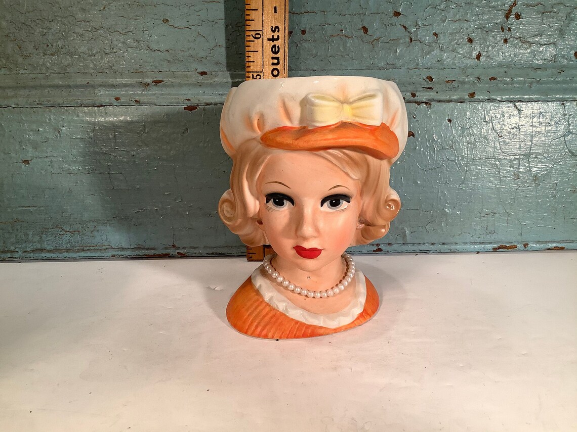 Vintage Relpo Head Vase Blonde and Blue Eyes 50' - Etsy