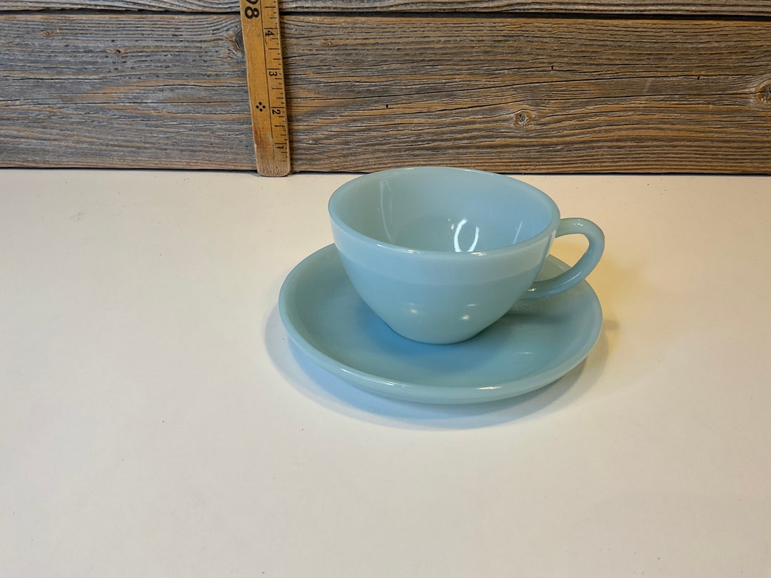 Vintage Fireking Turquoise Blue Cup and Saucer 50’ - Etsy