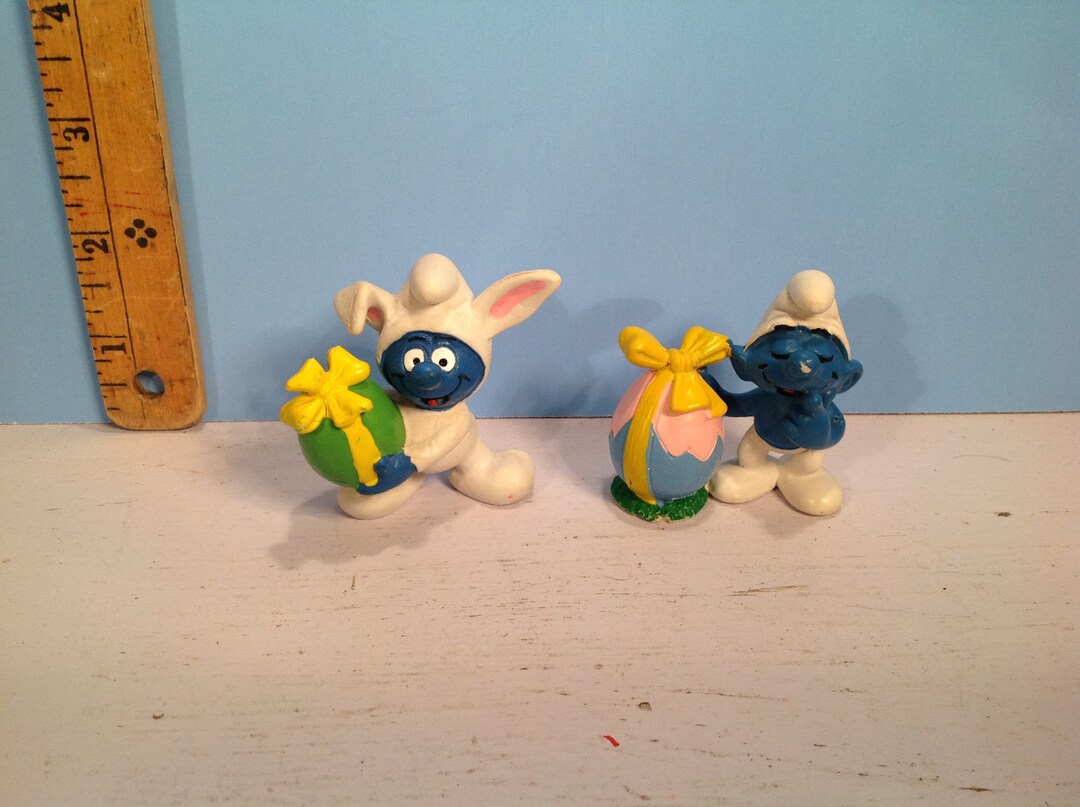 Vintage 2 Smurfs Easter 80' - Etsy