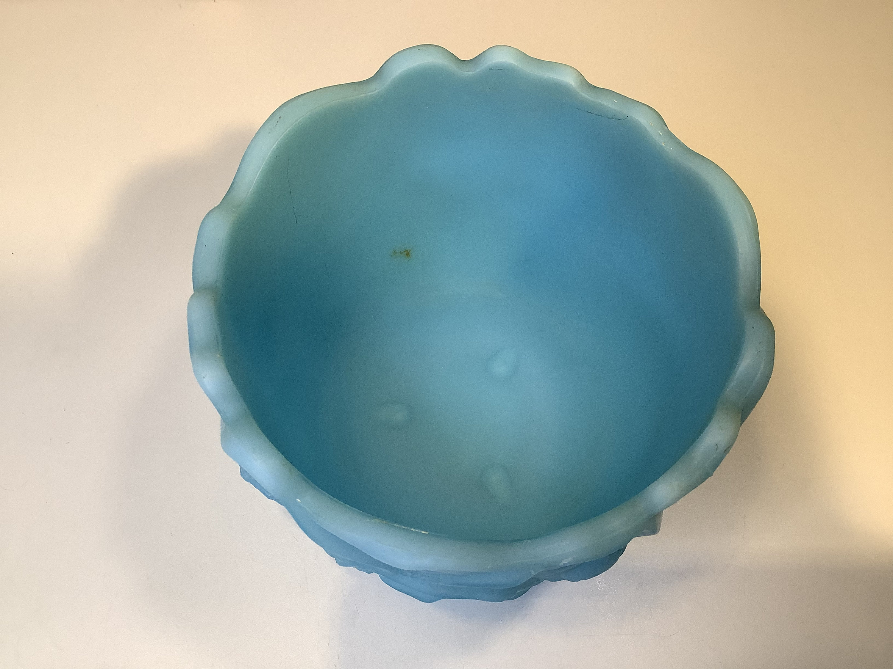 Vintage Fenton Blue Satin Glass Planter | Etsy