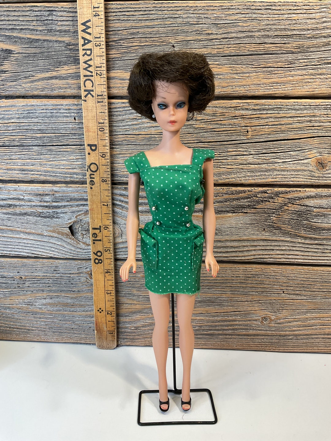 Vintage Mattel Barbie With Green Sheath With Gold Buttons 1962 - Etsy