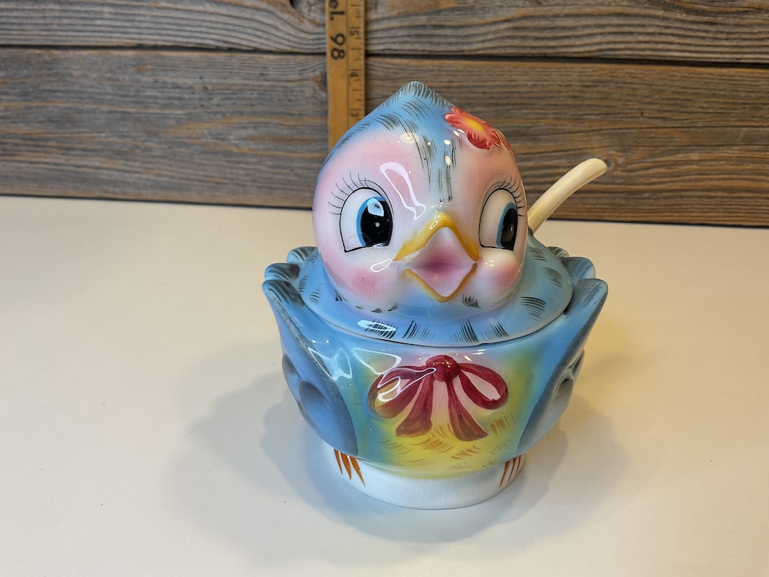 Vintage Lefton Jam Jar Blue Bird 50’ - Etsy