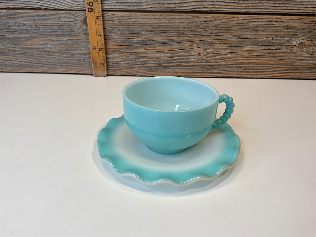 Vintage Hazel Atlas Cup and Saucer Truquoise Crinoline 50’ - Etsy