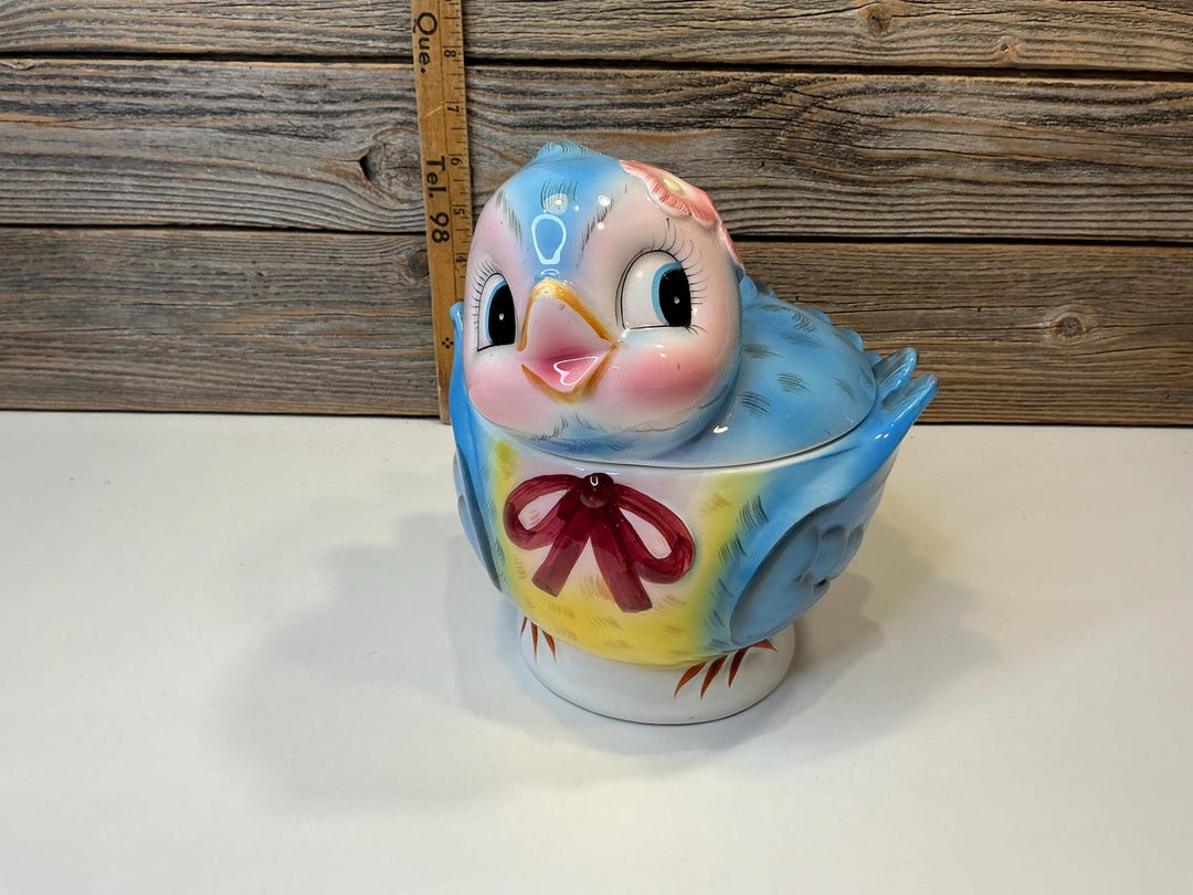 Vintage Lefton Cookie Jar Blue Bird 50’ - Etsy