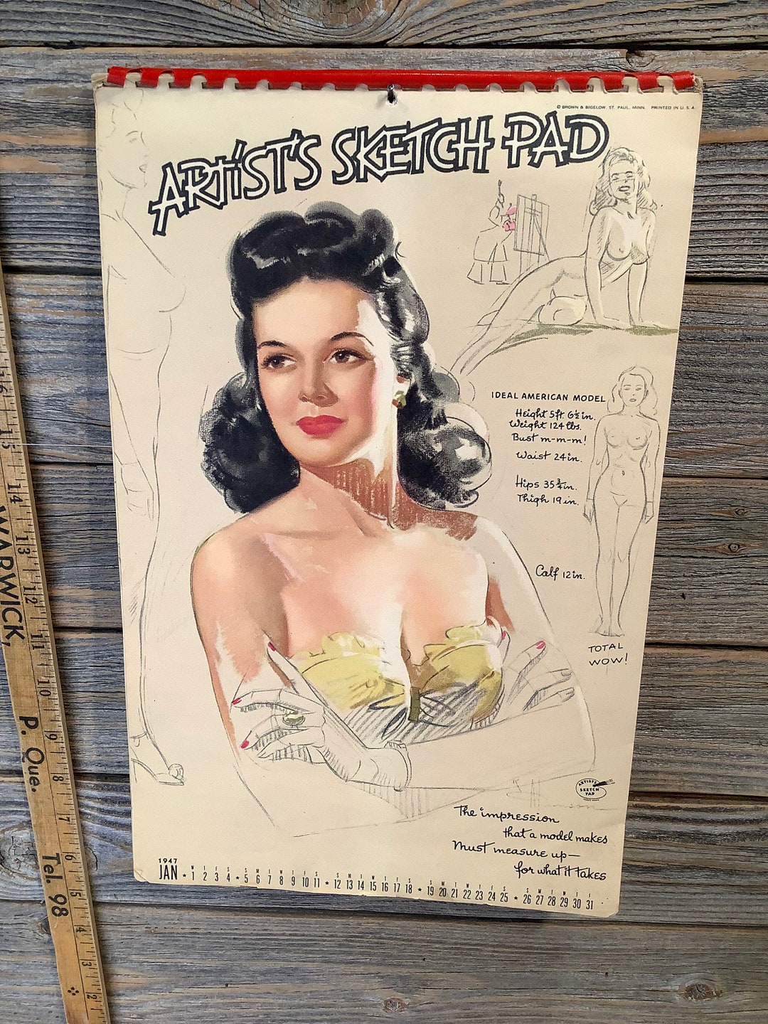 Vintage Munson Artist's Sketch Pad Pin-up Illustrated Calender 1947 - Etsy