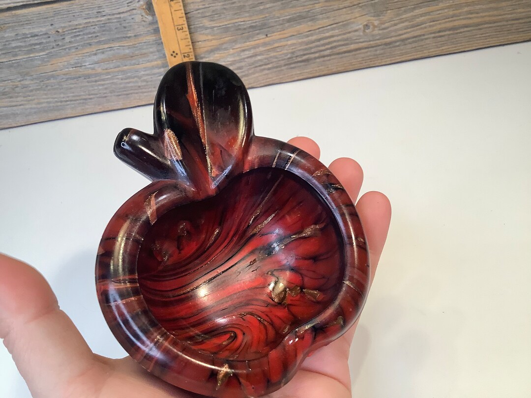 Vintage Murano Red Apple Bowl - Etsy