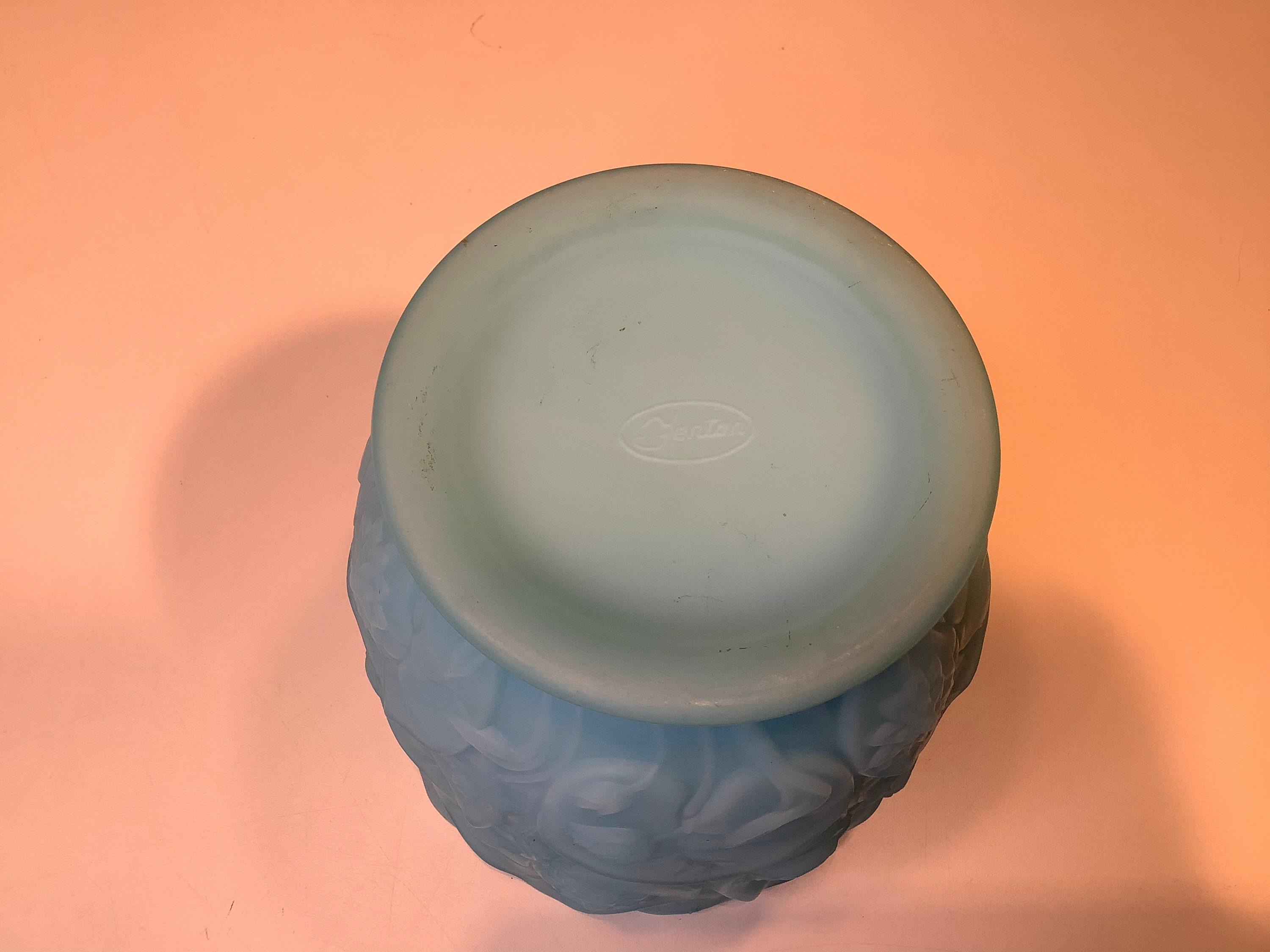 Vintage Fenton Blue Satin Glass Planter | Etsy