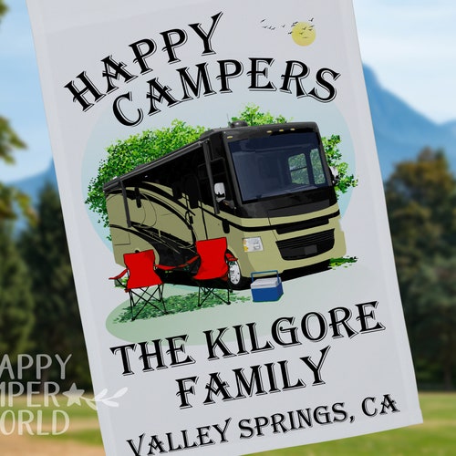 Happy Campers Personalized Class C Motorhome Campsite Flag - Etsy