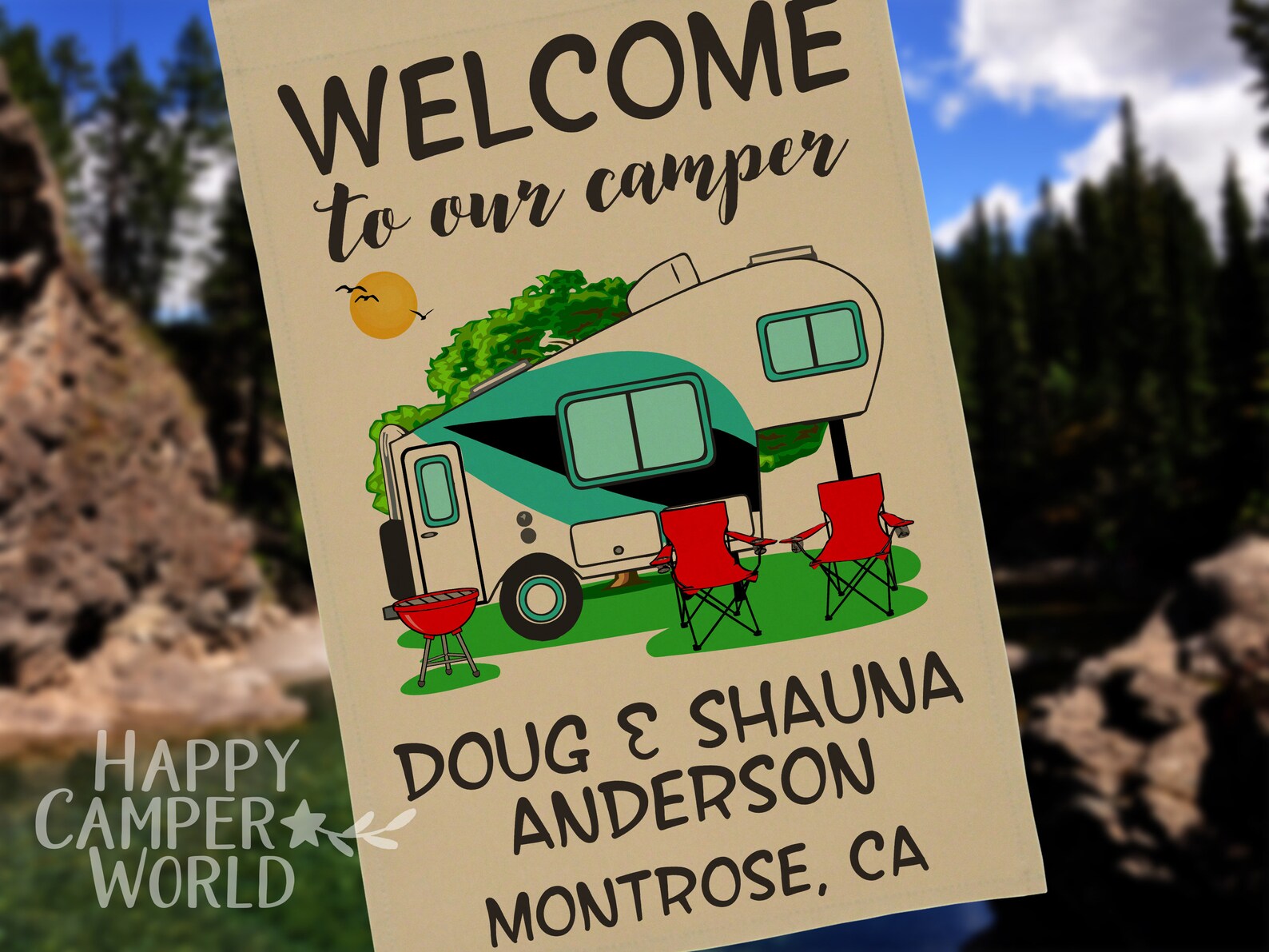 Welcome to Our Camper Personalized Camping Sign RV Gift | Etsy