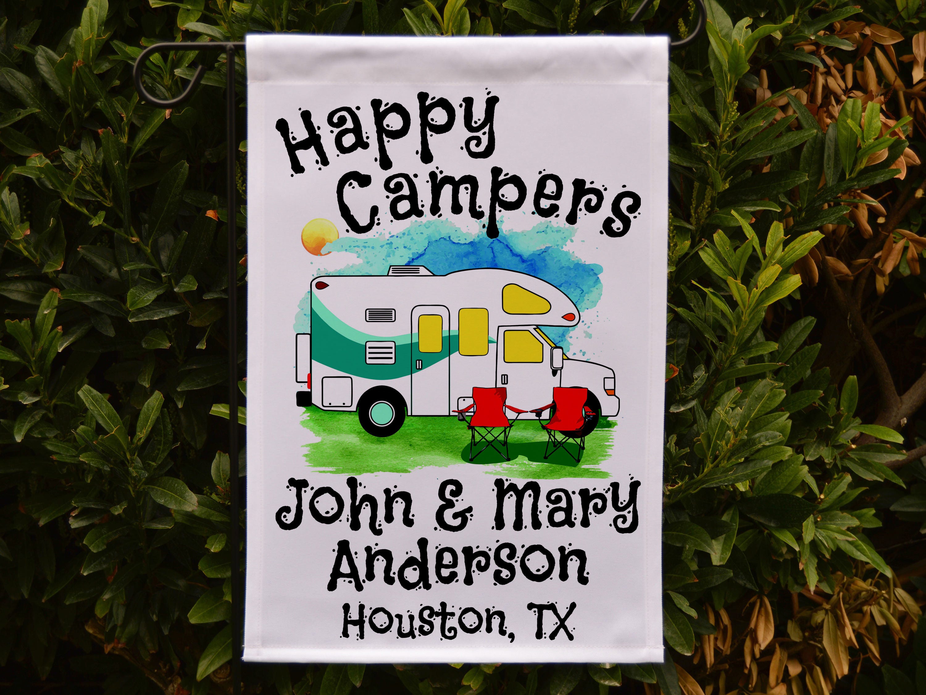 Happy Campers Personalized Class C Motorhome Garden Flag, Camp Banner ...