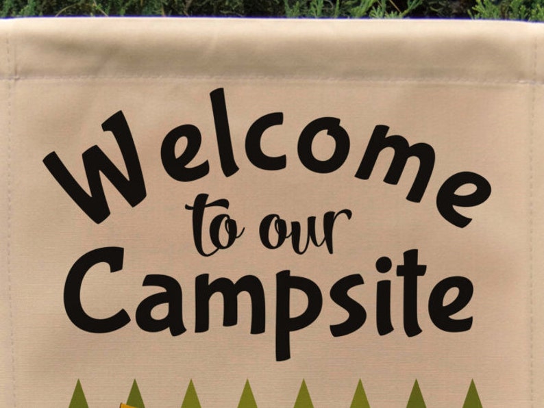 Welcome to Our Campsite Personalized Camping Garden Flag, Camping Sign ...