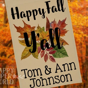 Personalized Happy Fall Y'all Garden Flag or Wall Hanging, Autumn Decor ...