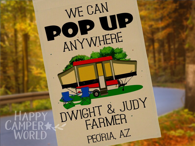 We Can Pop UP Anywhere Personalized Campsite Flag or Wall | Etsy