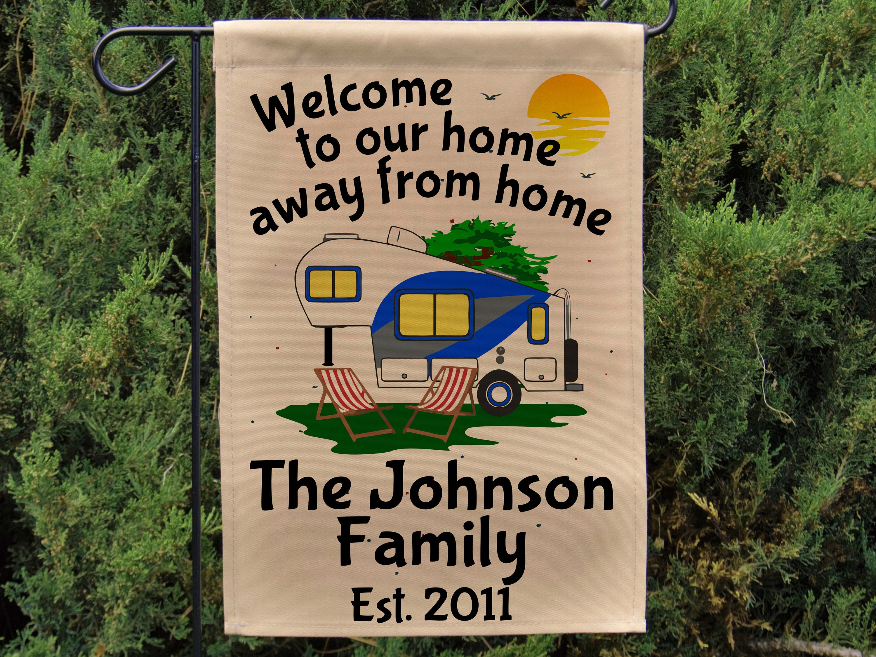 Personalized 5th Wheel Camper Flag, Fifth Wheel Sign, RV Garden Flag ...
