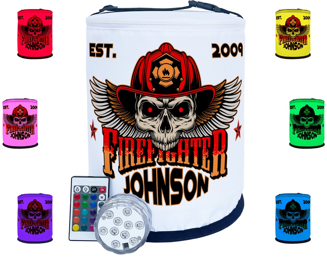 Personalized Color Changing Firefighter Decoration - Fireman Skull With ...