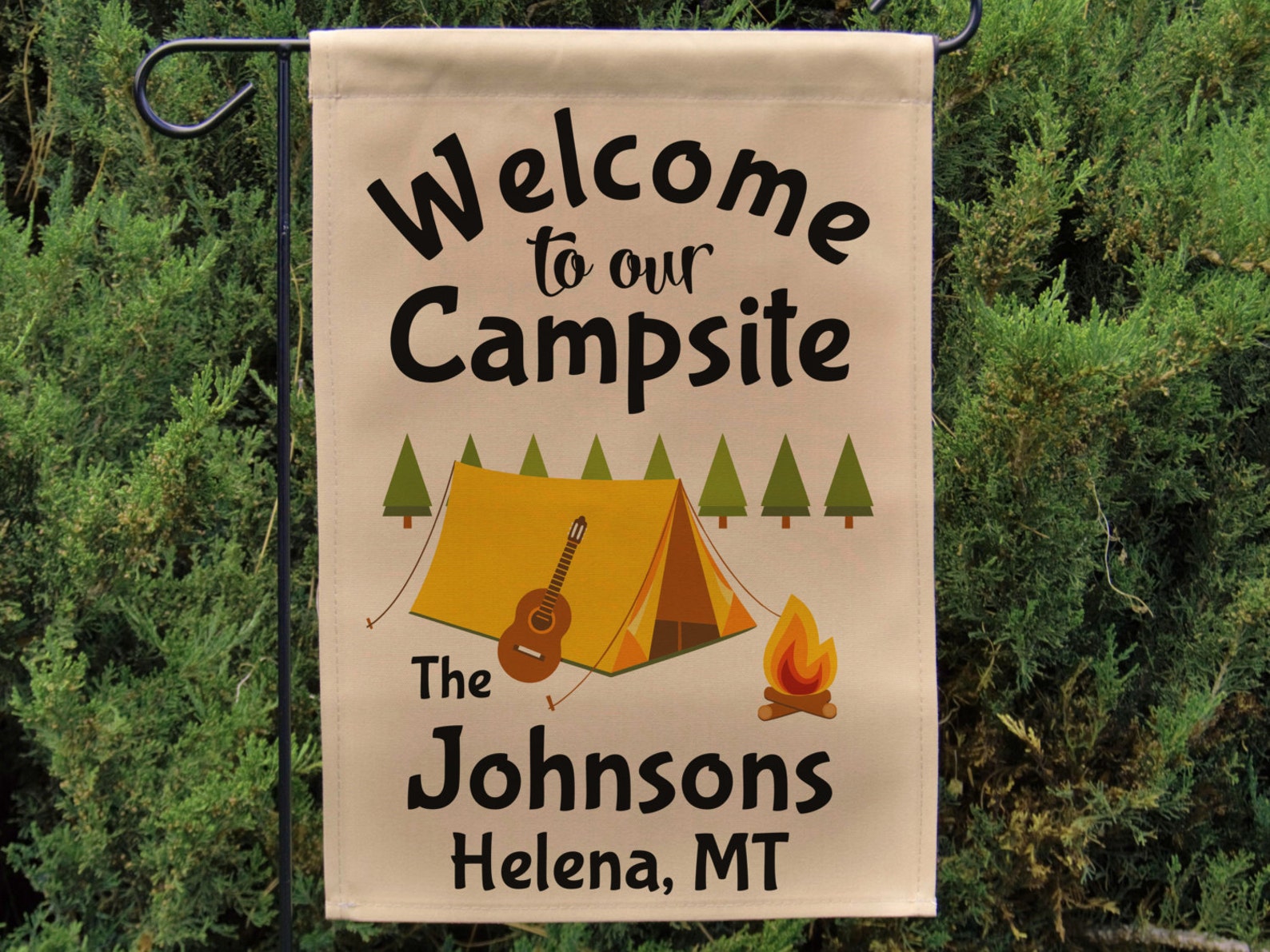 Welcome to Our Campsite Personalized Camping Garden Flag, Camping Sign ...