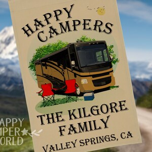 Happy Campers, Personalized Class A Motorhome Camp Flag, Campsite Flag ...