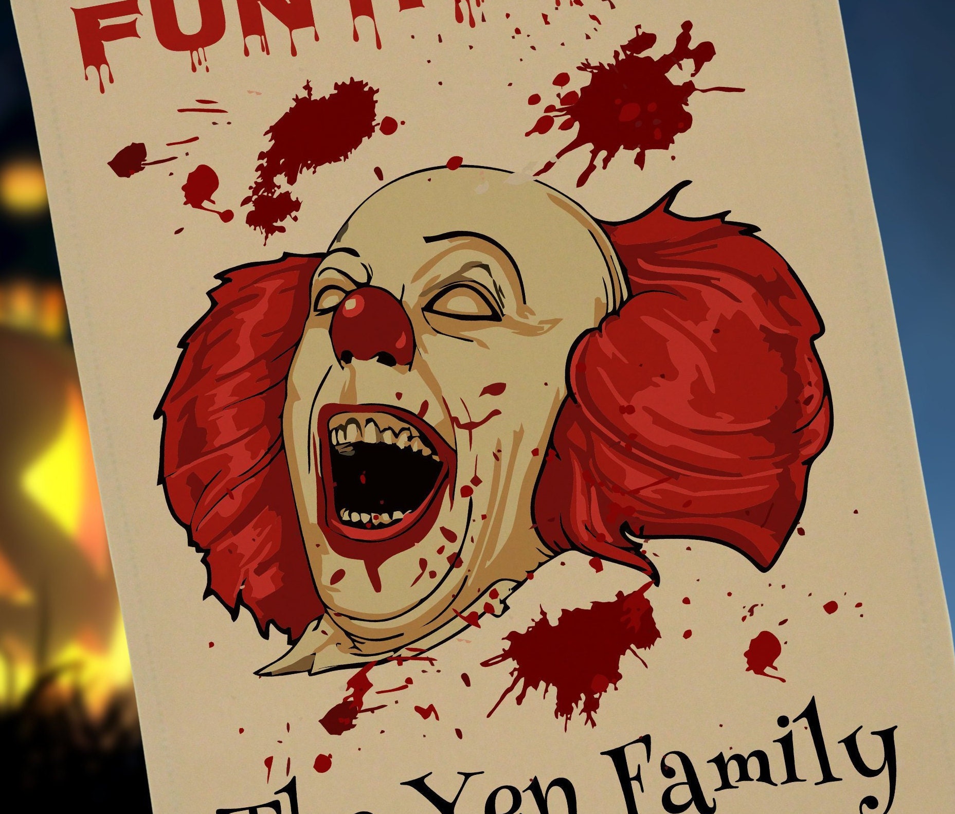 Personalized Halloween Creepy Clown Flag Welcome to Our Fun - Etsy