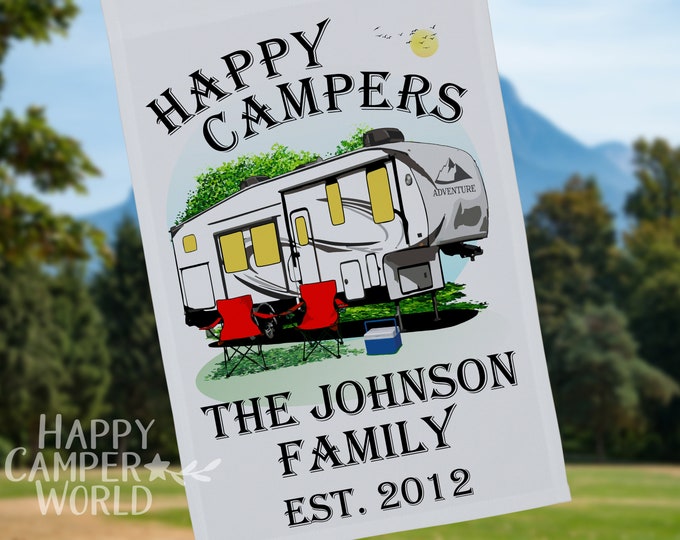 Personalized 5th Wheel Camper Flag, Fifth Wheel Sign, RV Garden Flag ...