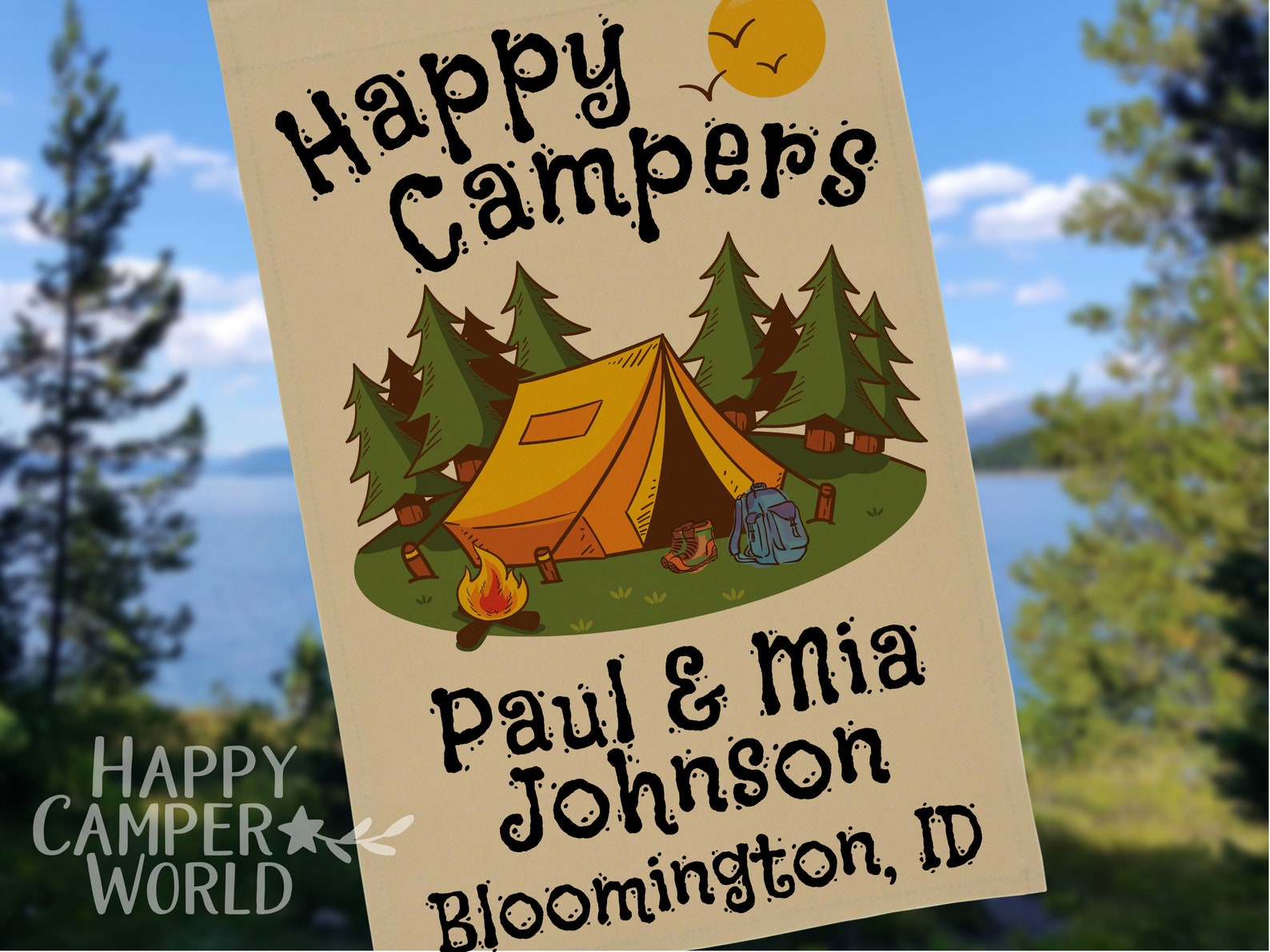 Happy Campers Tent Camping Flag Personalized Campsite Flag | Etsy