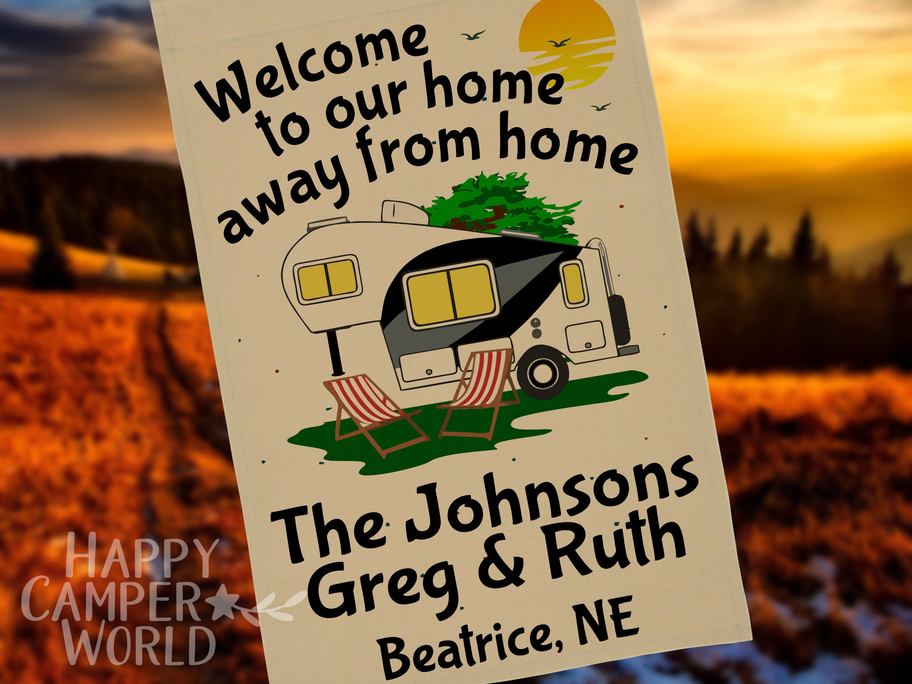 Personalized 5th Wheel Camper Flag, Fifth Wheel Sign, RV Garden Flag ...