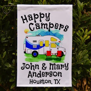 Happy Campers Personalized Class C Motorhome Garden Flag, Camp Banner ...