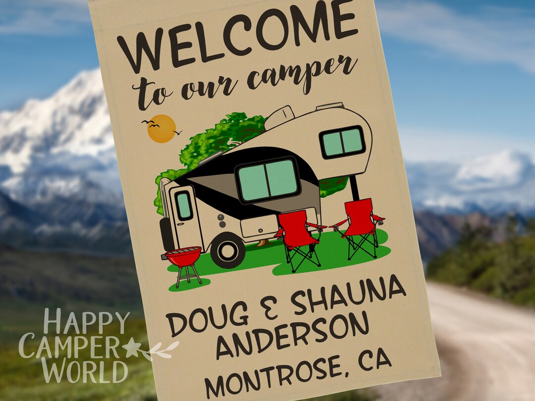 Welcome to Our Camper Personalized Camping Sign, RV Gift, Fifth Wheel ...