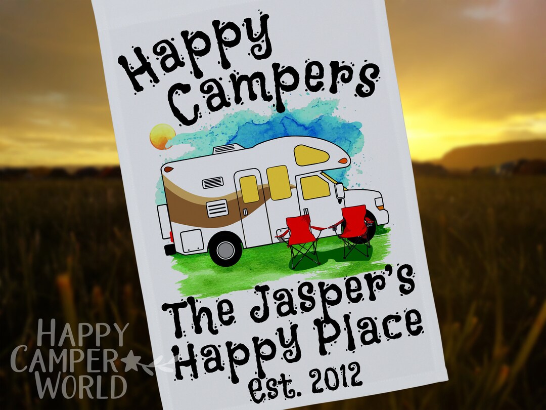Happy Campers Personalized Class C Motorhome Garden Flag, Camp Banner ...