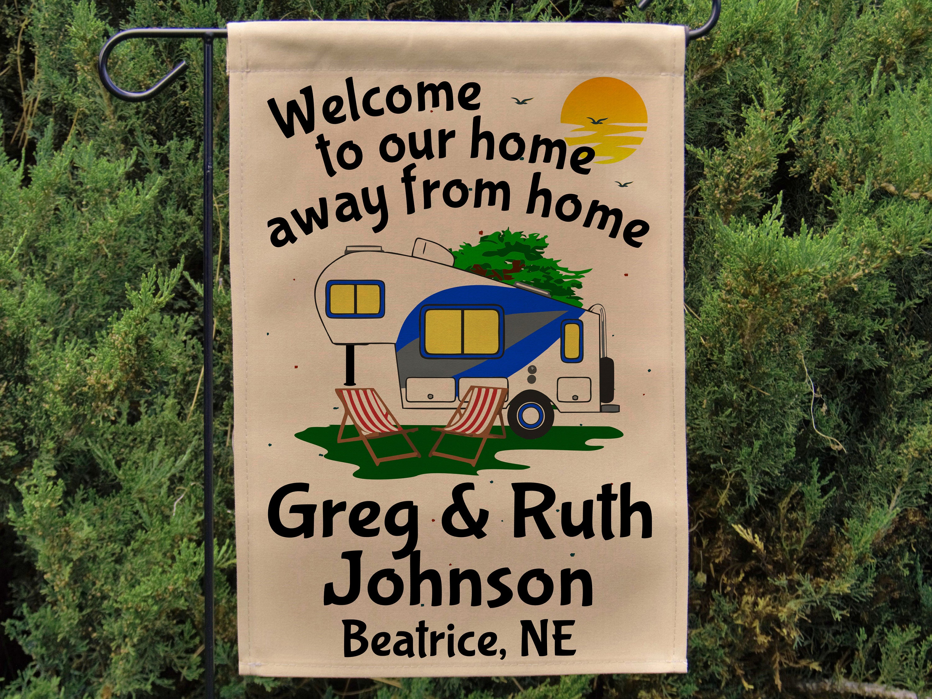 Personalized 5th Wheel Camper Flag, Fifth Wheel Sign, RV Garden Flag ...